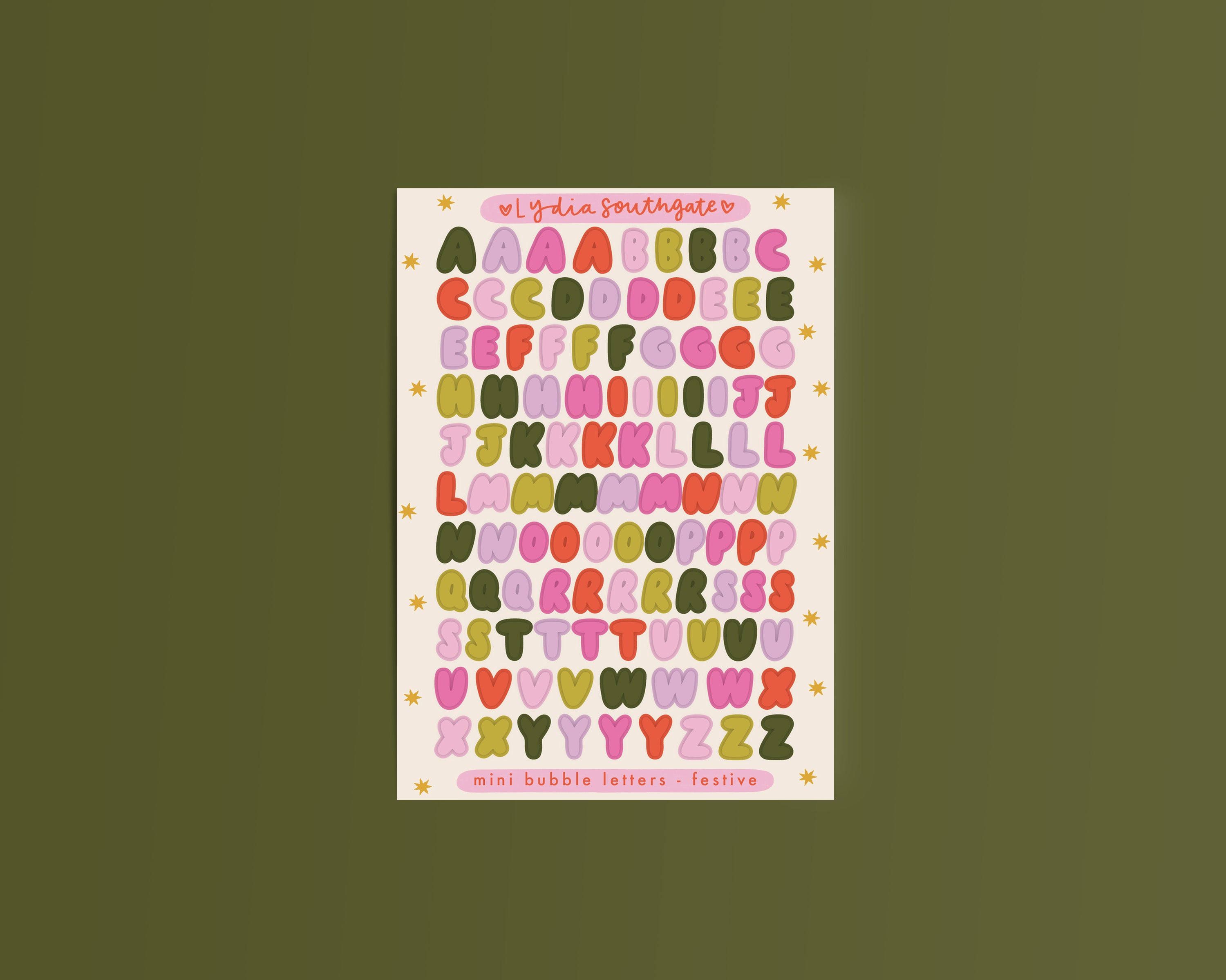 Festive Mini Bubble Letters Sticker Sheet – lydia southgate
