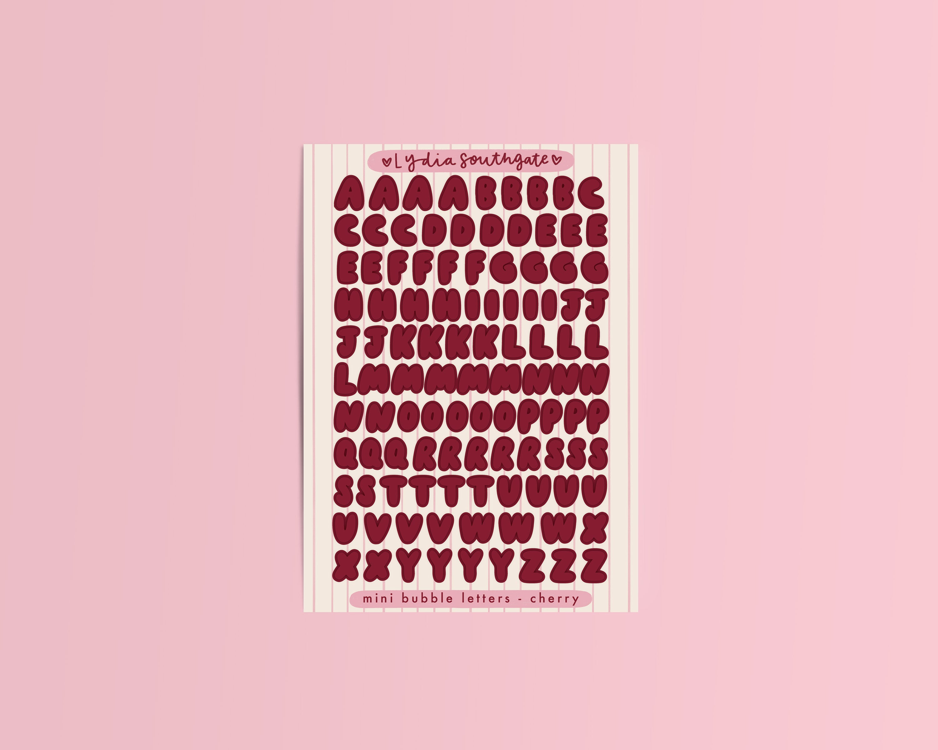 Cherry Mini Bubble Letters Sticker Sheet – lydia southgate