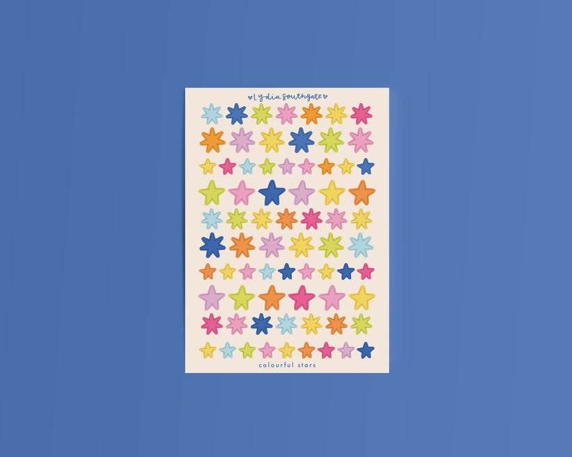 Colourful Stars Sticker Sheet – lydia southgate