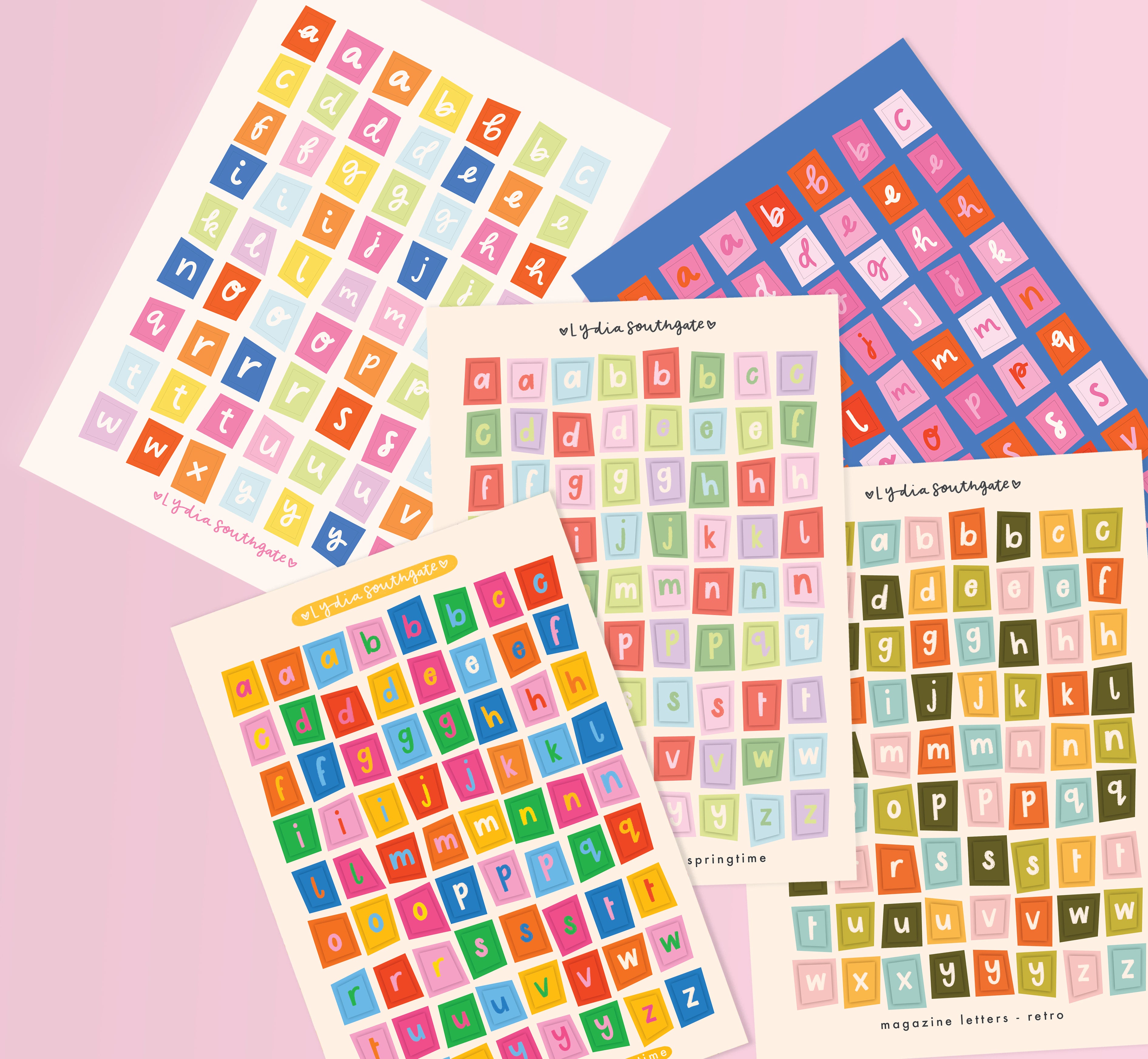 Magazine Letters Sticker Sheets (5 colour options) – lydia southgate