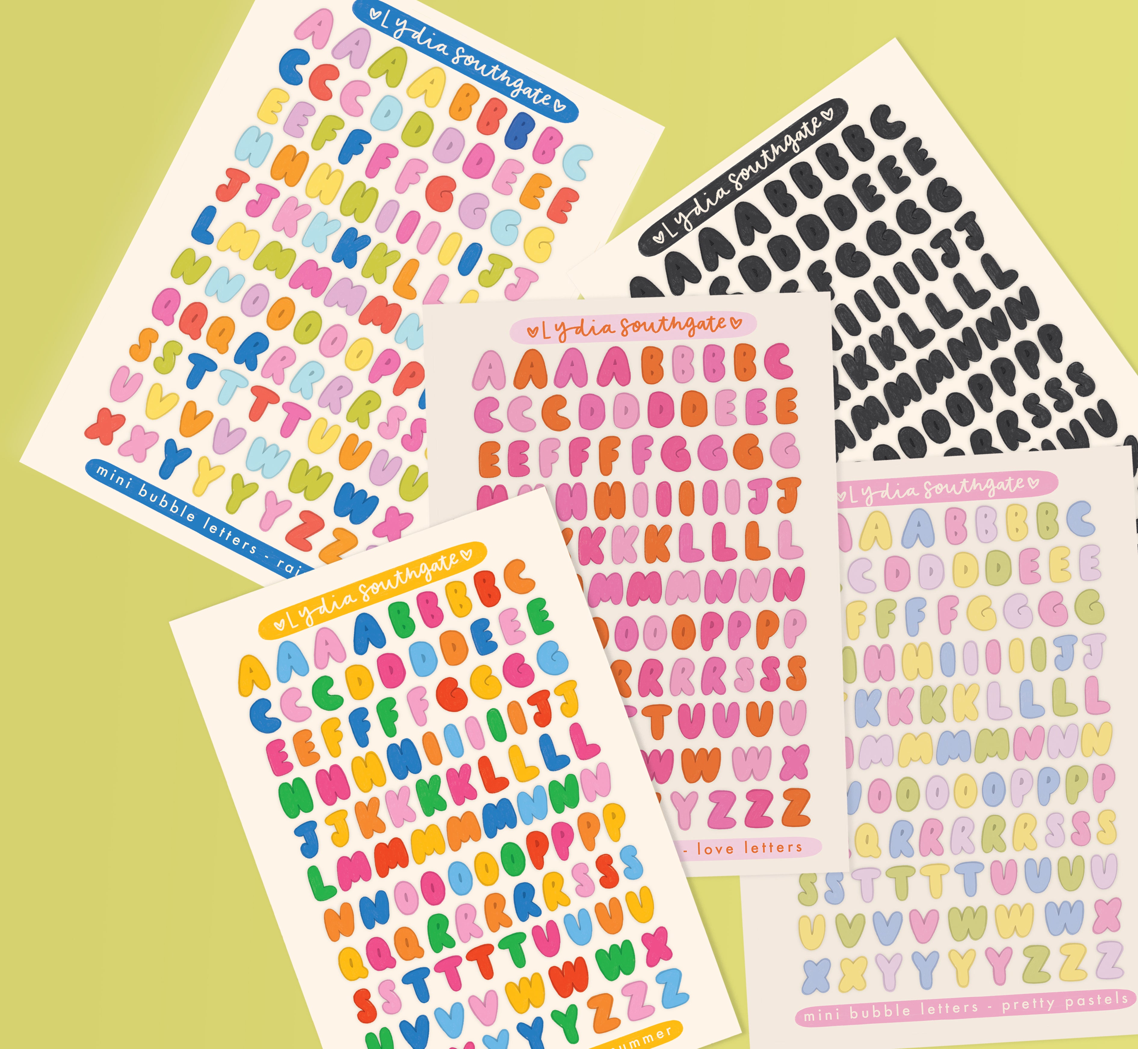 Mini Bubble Letters Sticker Sheet – lydia southgate